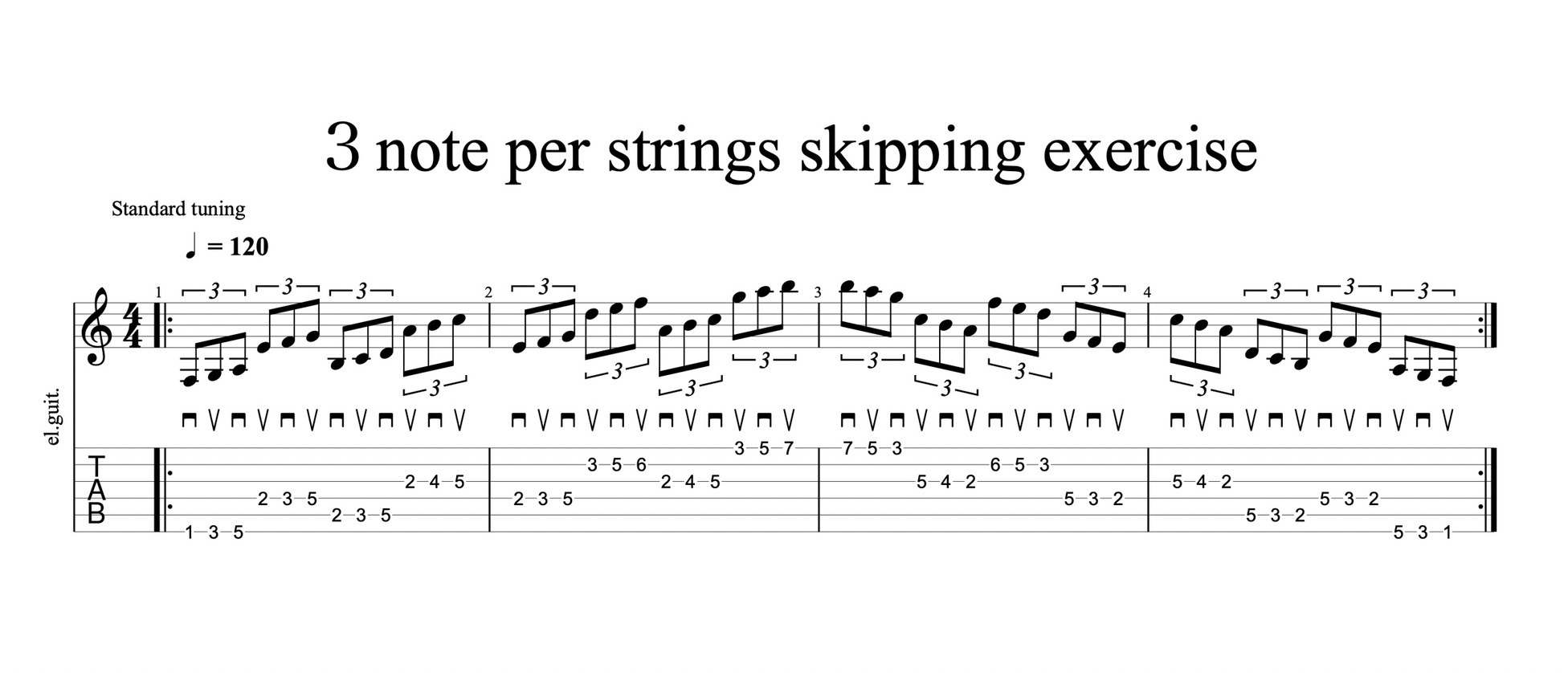 『譜面あり』3 note per strings skipping exercise | 【最寄駅で60分レッスン!】月1からOK ...